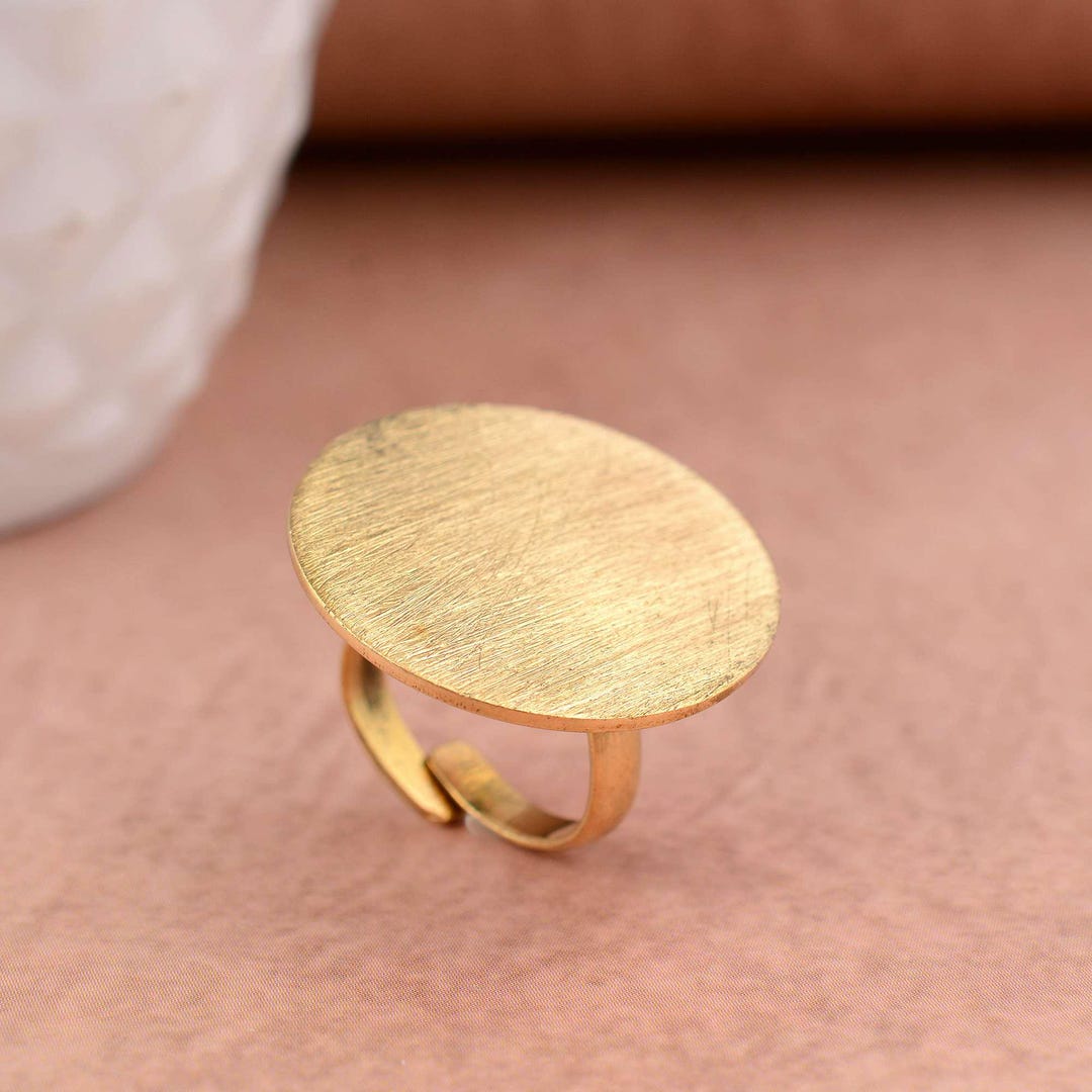 Circle Disk Ring, Gold Disc Ring, Adjustable Ring, Statement Ring ...