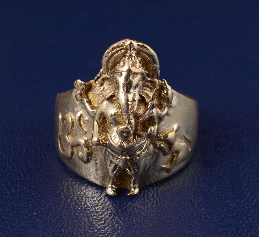 Lord Ganesha Ring, Handmade Ring, Gold Vinayak Ring, Religious Brass ...