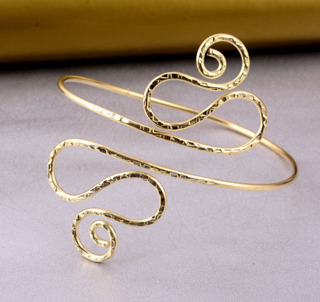 Upper Arm Cuff, Adjustable Spiral Armlet Bracelet, Brass Arm Cuff ...