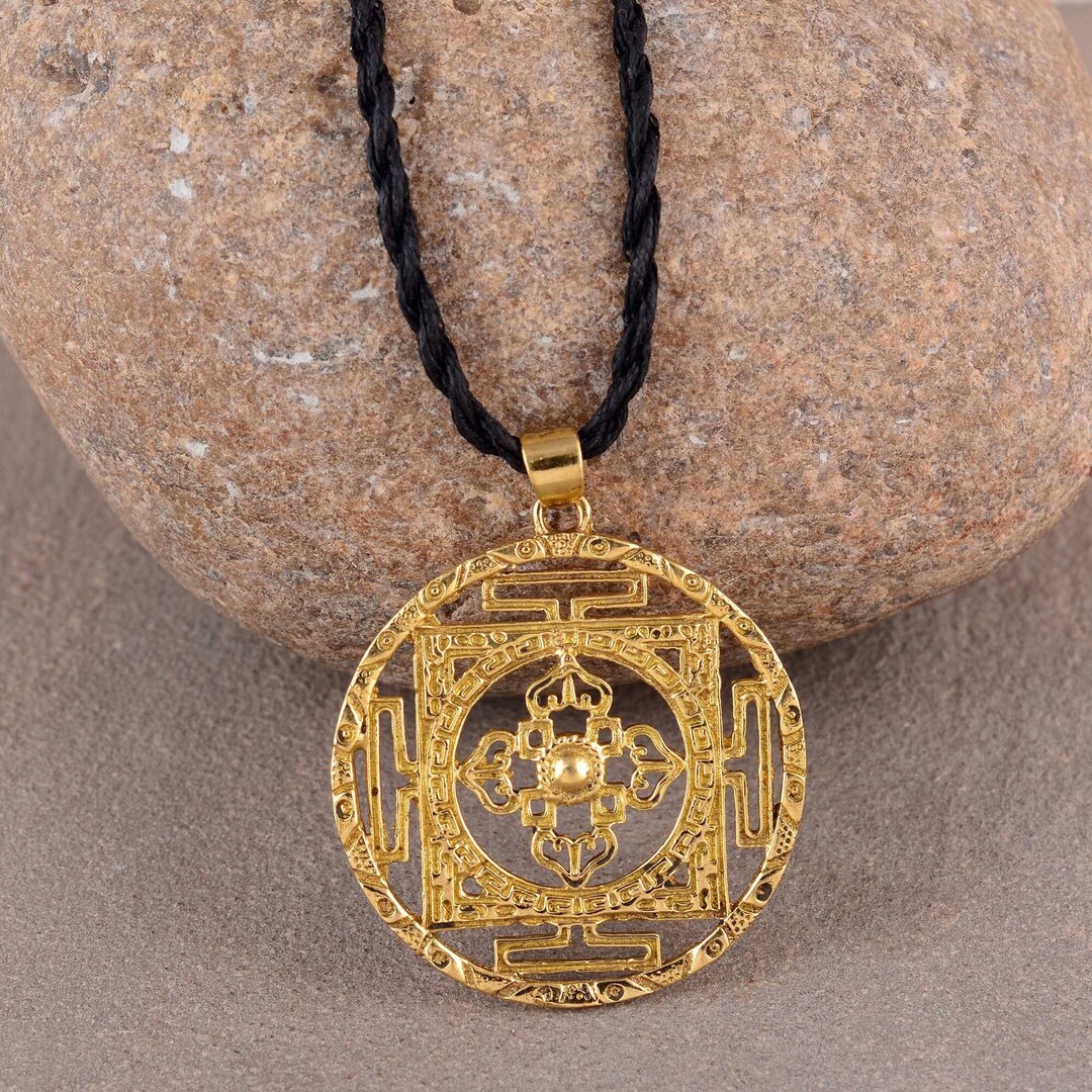 Shri Yantra Pendant, Mandala Necklace, Gold Necklace, Spiritual ...