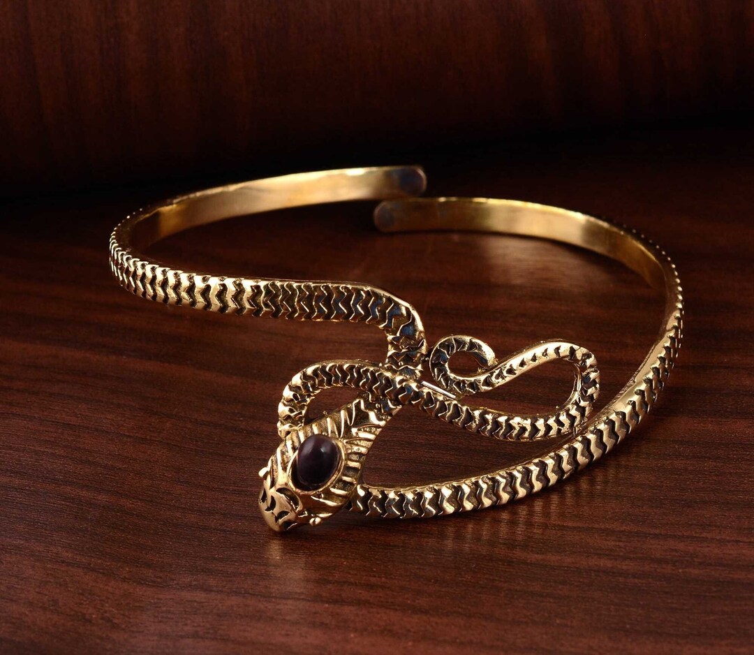 Amethyst Snake Cuff Bracelet, Gold Snake Bracelet, Snake Arm Cuff ...