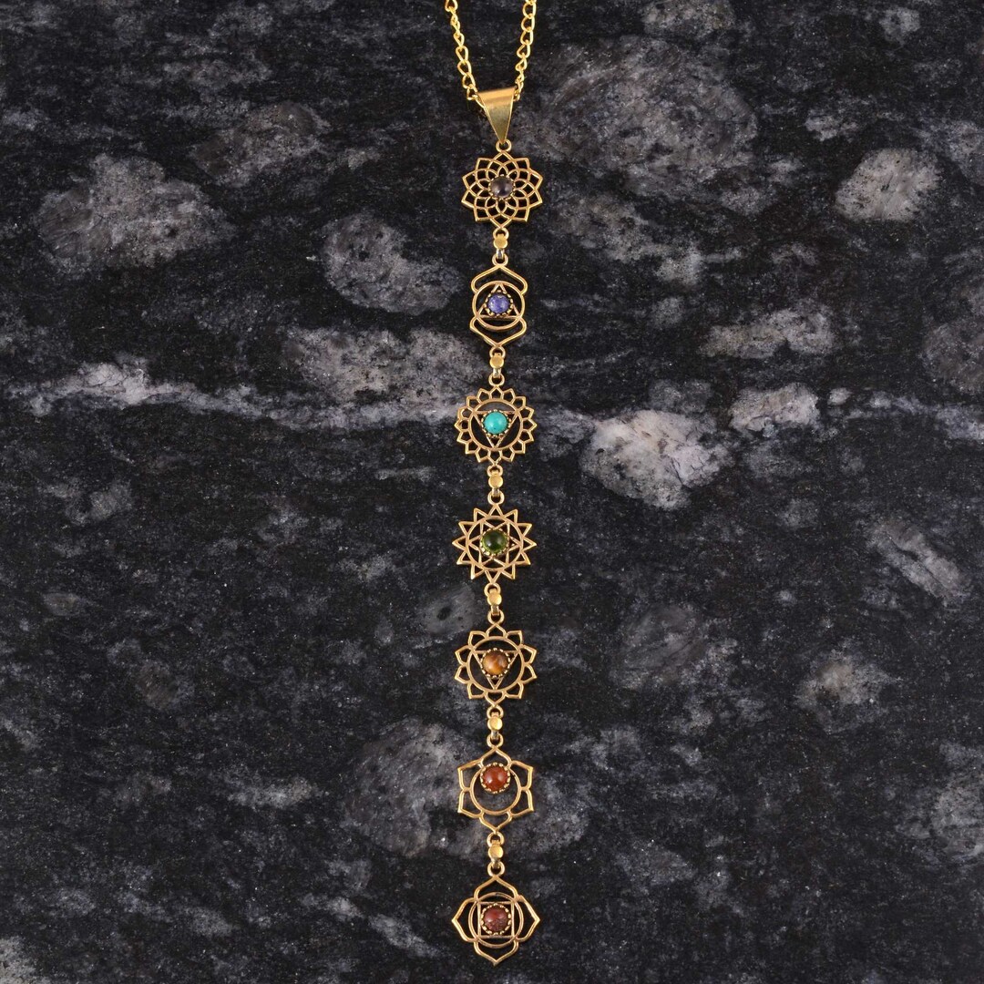 7 Chakras Stone Healing Handmade Pendant Necklace Jewelry With Real Raw ...