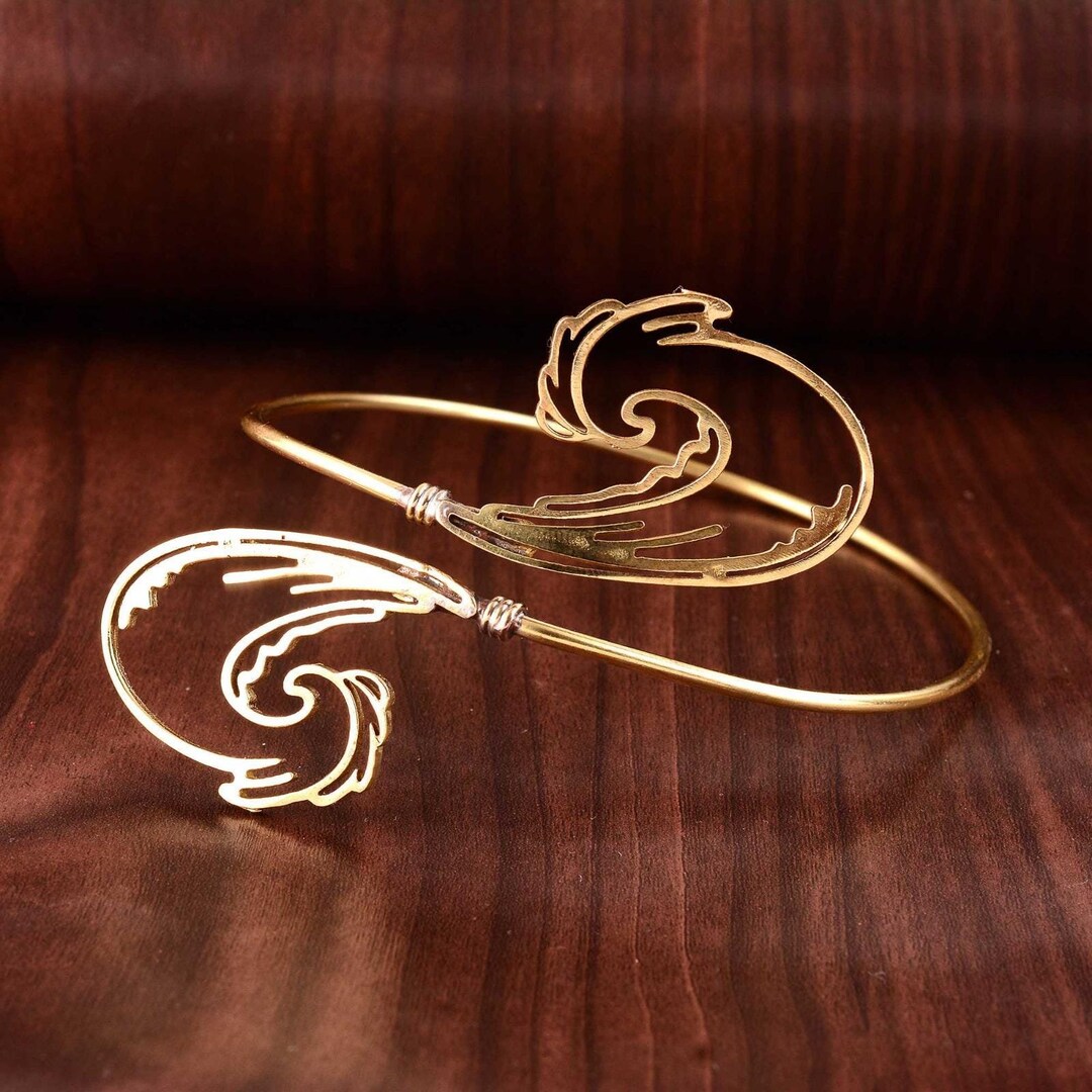 Gold Wave Arm Cuff, Wave Bracelet, Adjustable Arm Cuff, Ocean Bracelet ...