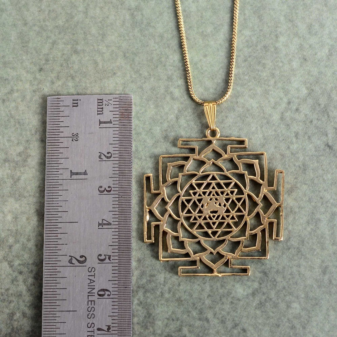 Gold Sri Yantra Necklace, Shree Yantra Necklace, Spiritual Pendant ...