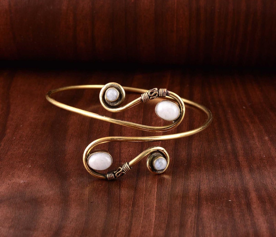 Moonstone Arm Cuff, Upper Arm Band, Tribal Arm Band, Gemstone Arm Cuff ...