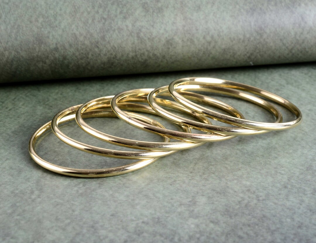 Hollow Round Tube Bangle, Stackable Bangles, Brass Bangles, Polished ...
