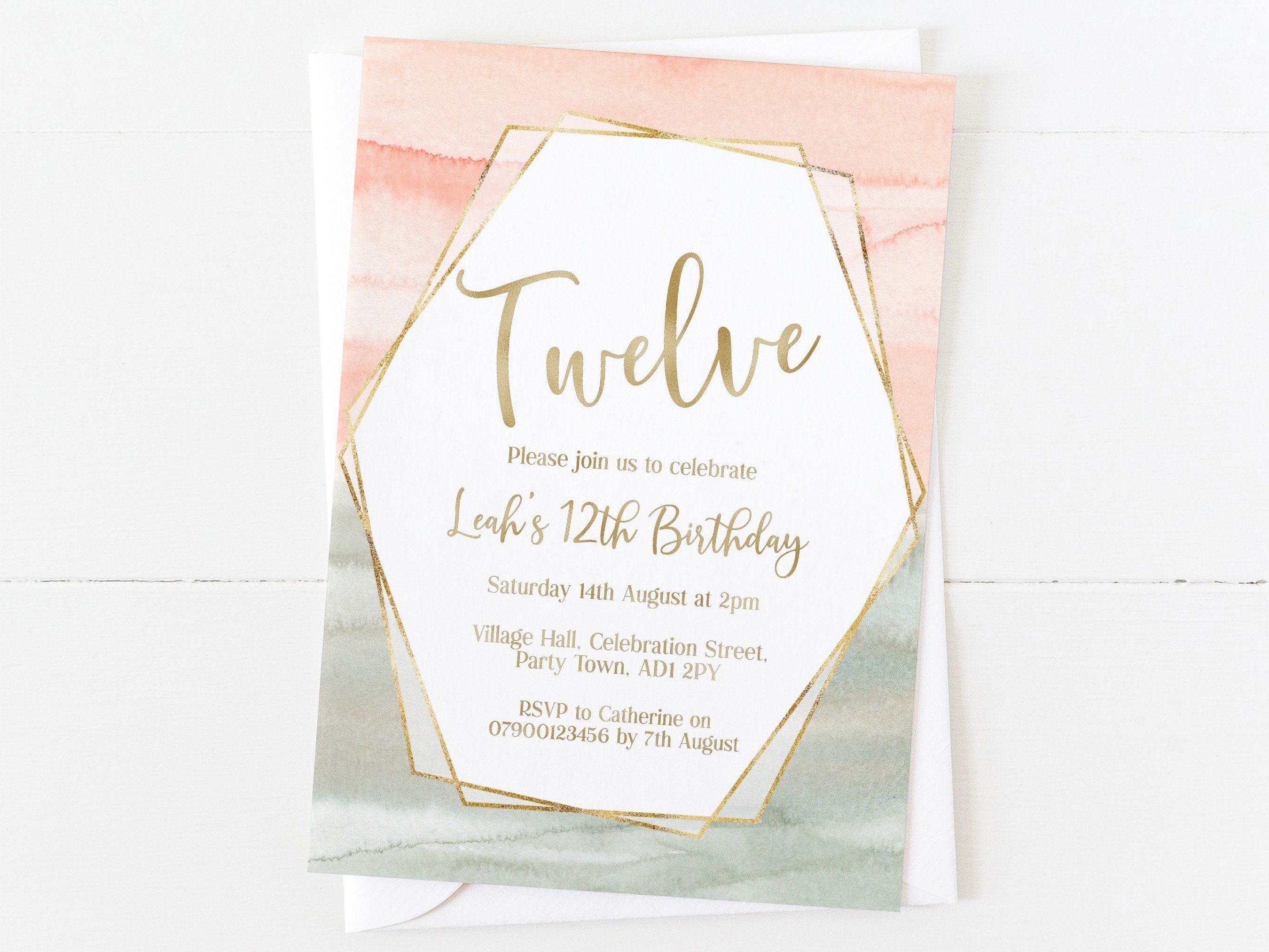 12th Birthday Invite for Tween Girl, Tween Birthday Party Editable ...