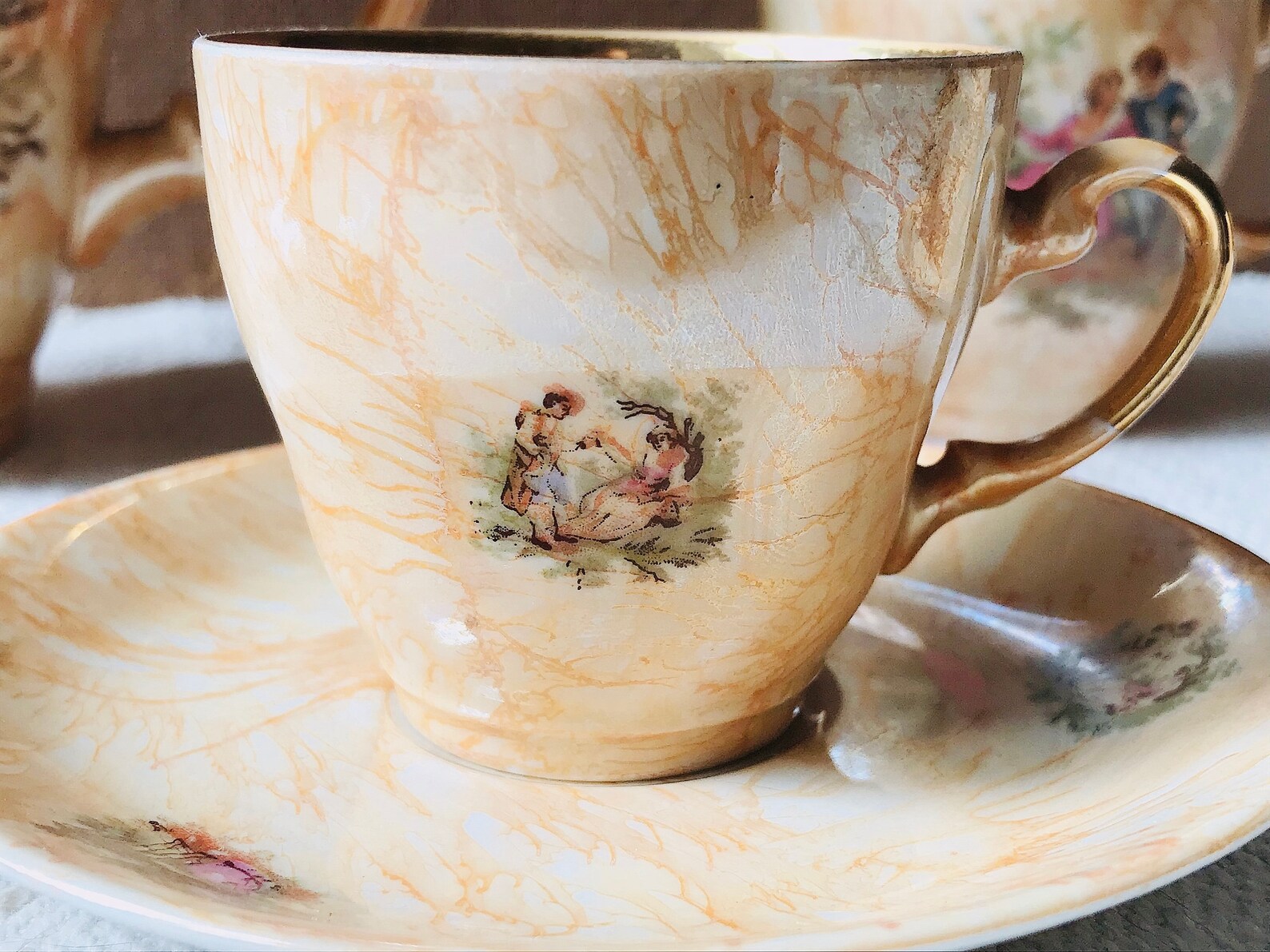 Antique Porcelain Set Madonna for 3 Persons Figured Pair on Porcelain ...