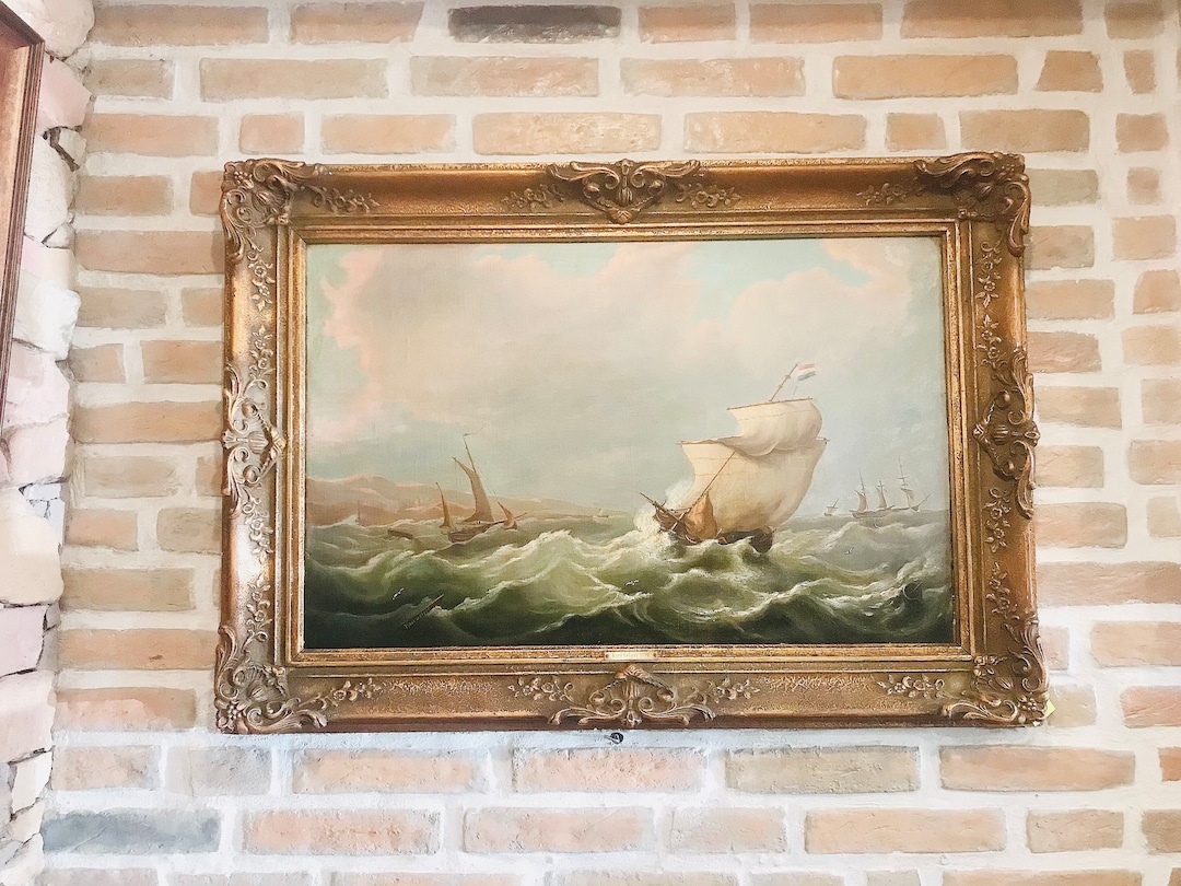Large Antique Painting With Storm Theme Painter Karl Geiger Museum ...