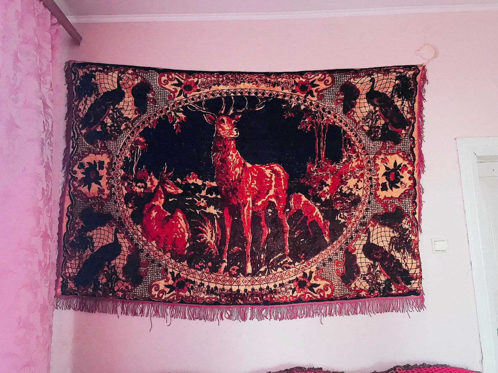 Deer Ancient Carpet Bedspread Picture on the Wall Tablecloth the ...