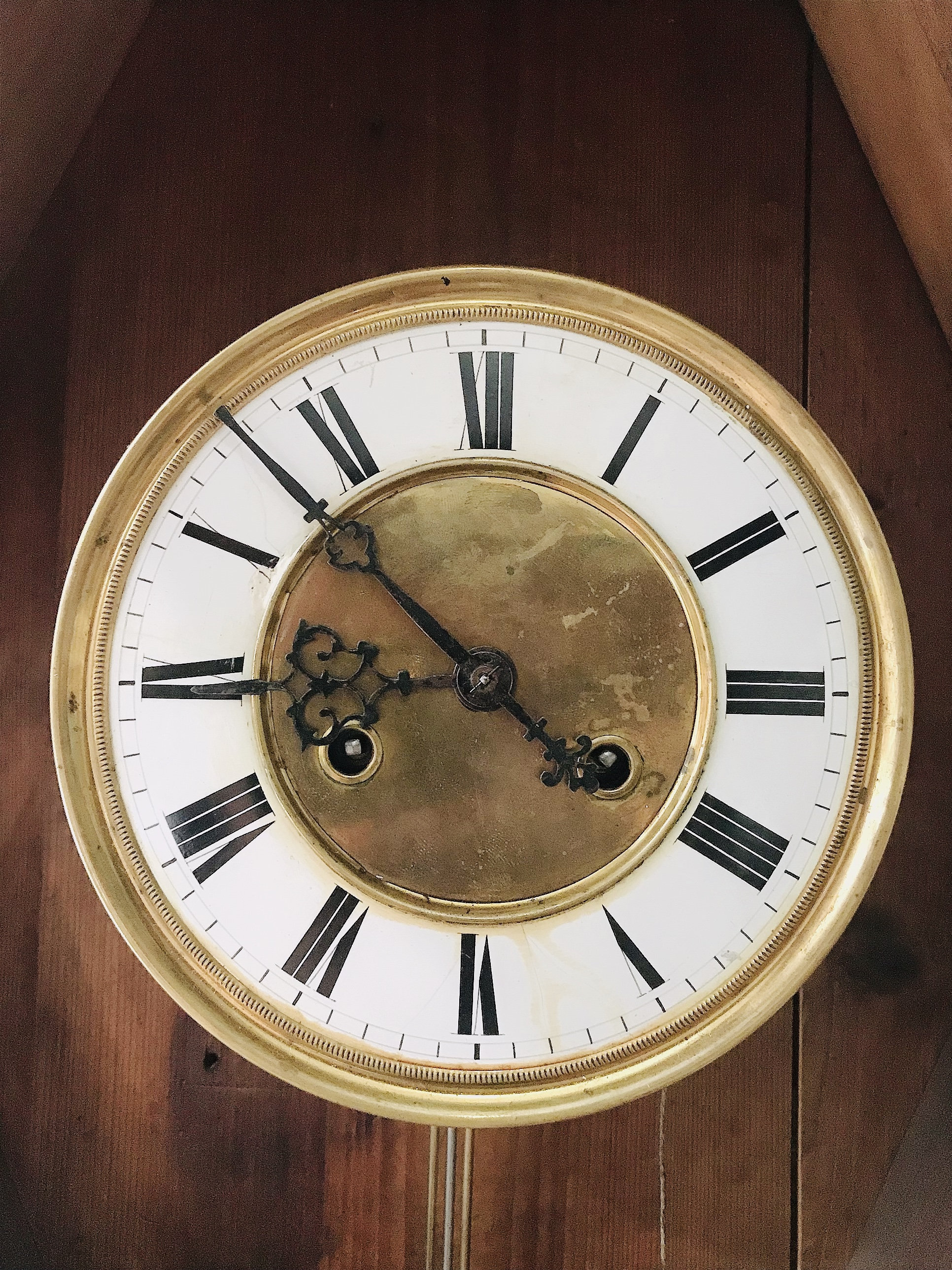 Antique Wood Bronze Wall Clock in 19th Century Painting Style - Etsy
