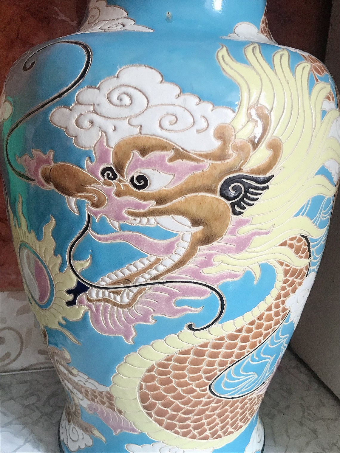 Large Antique Porcelain Vase XIX Century "dragon" - Etsy
