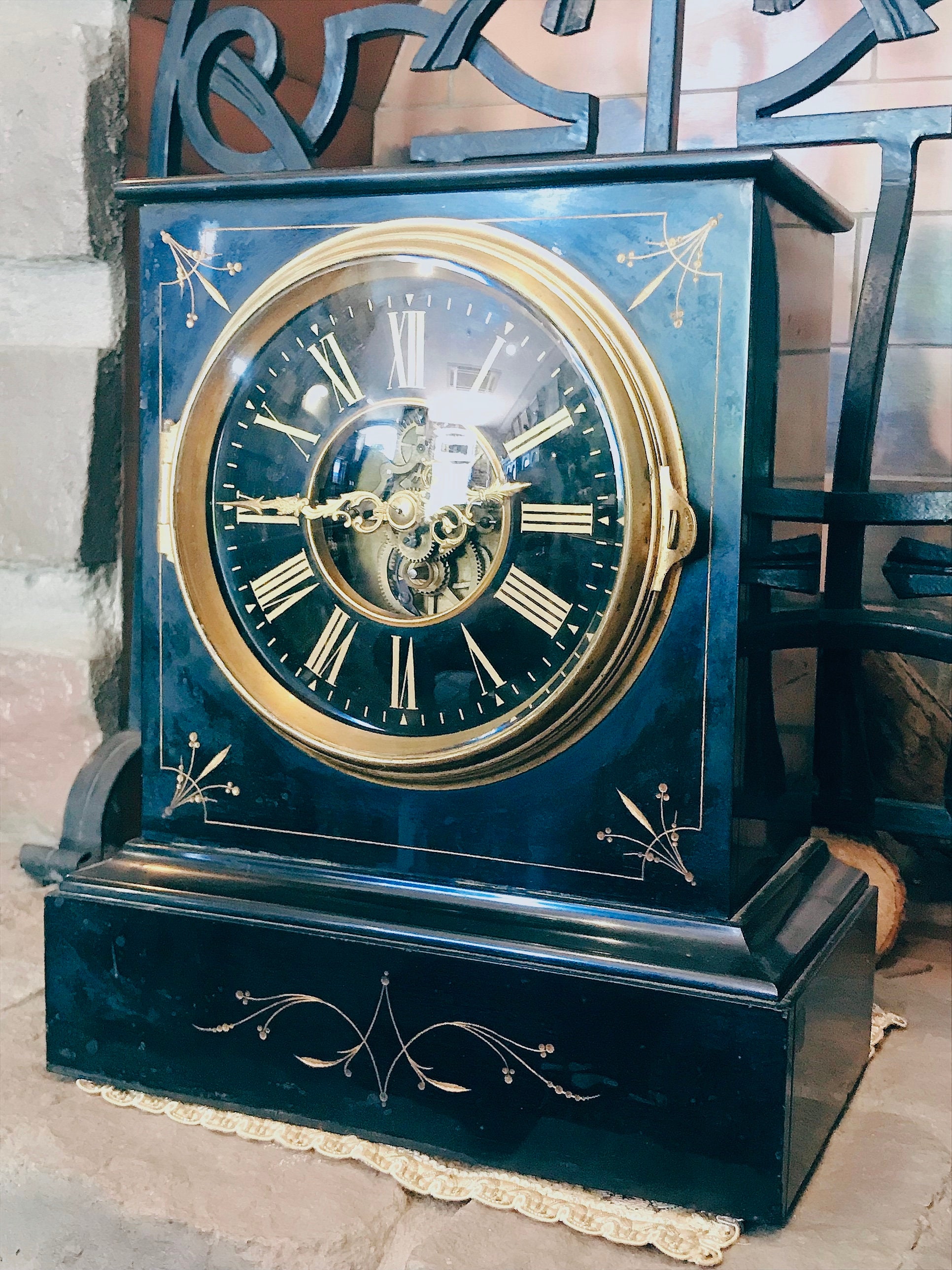 Antique 19th Century Onyx Bronze Table Clock | Etsy