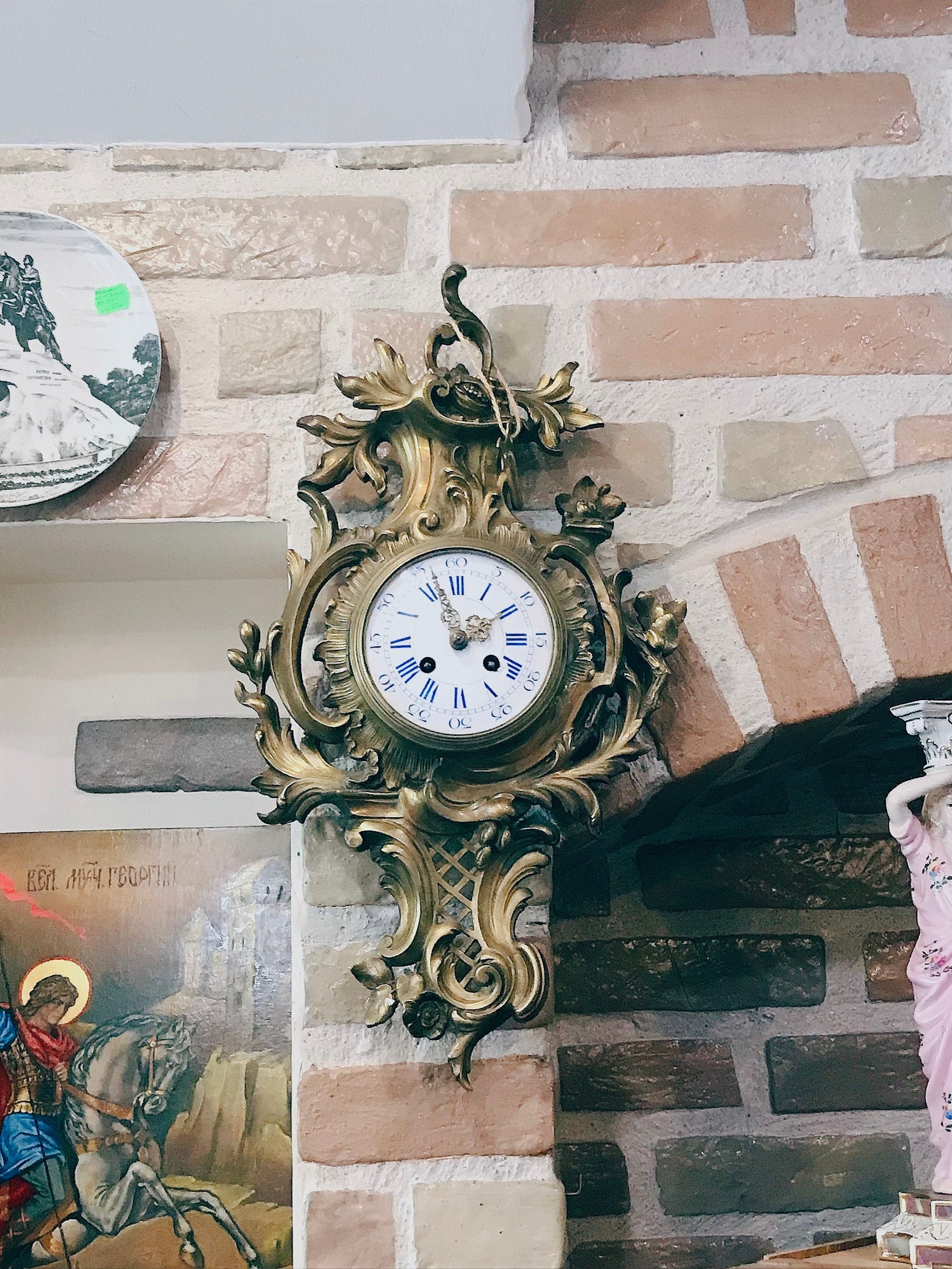 19th Century Antique Bronze Wall Clock - Etsy