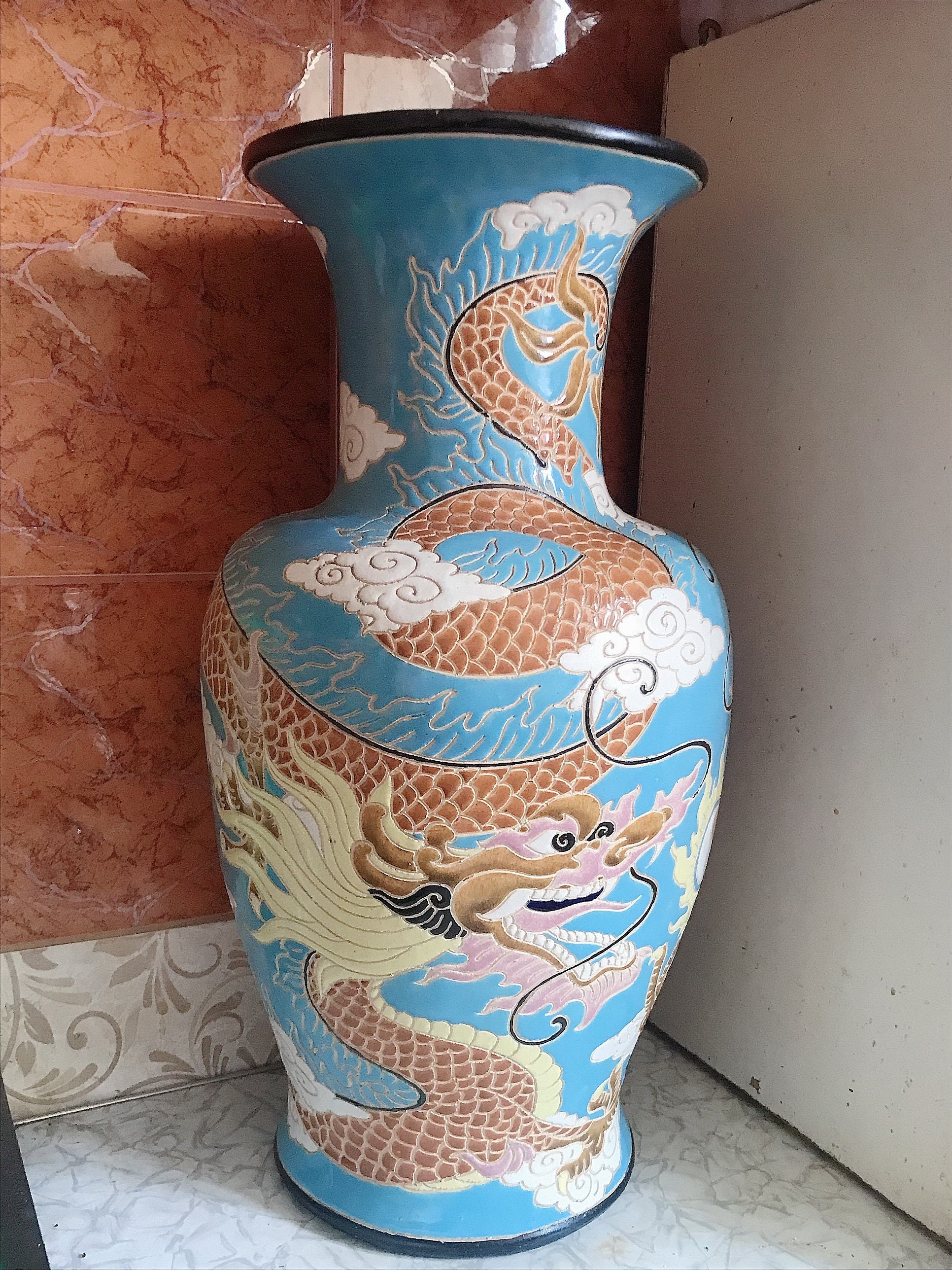 Large Antique Porcelain Vase XIX Century "dragon" - Etsy