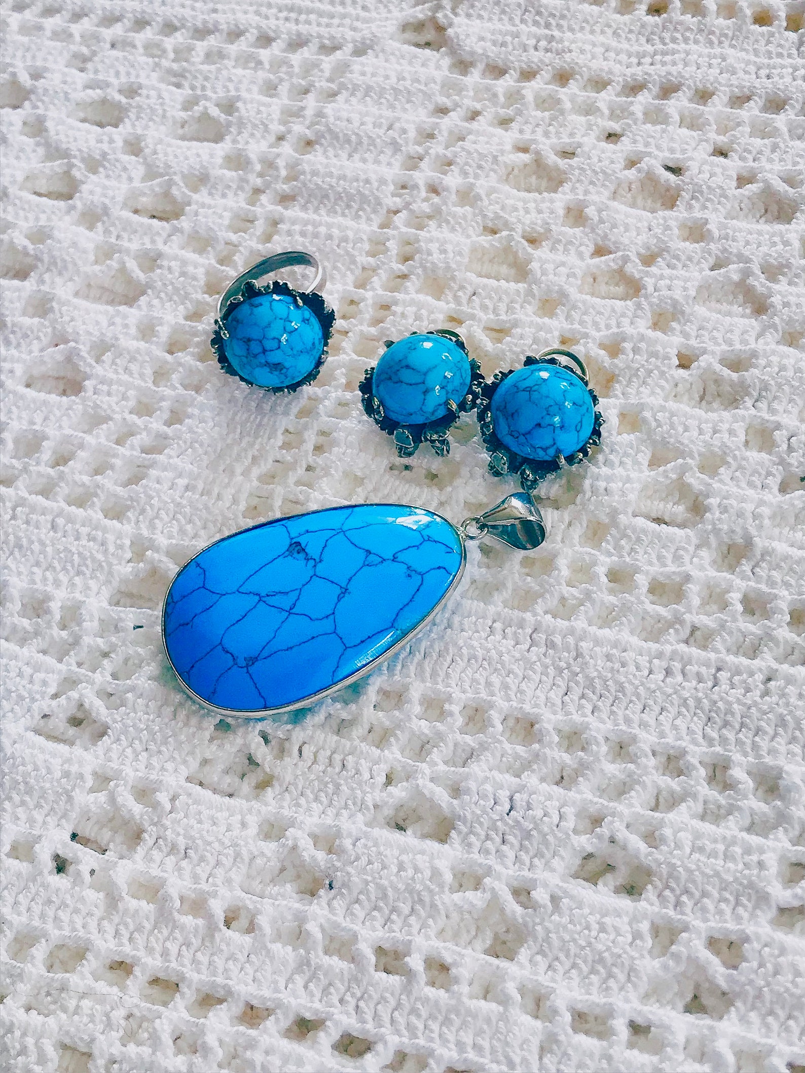 Jewelry Set With Turquoise Bijouterie Vintage Soviet Jewelry Set of the ...