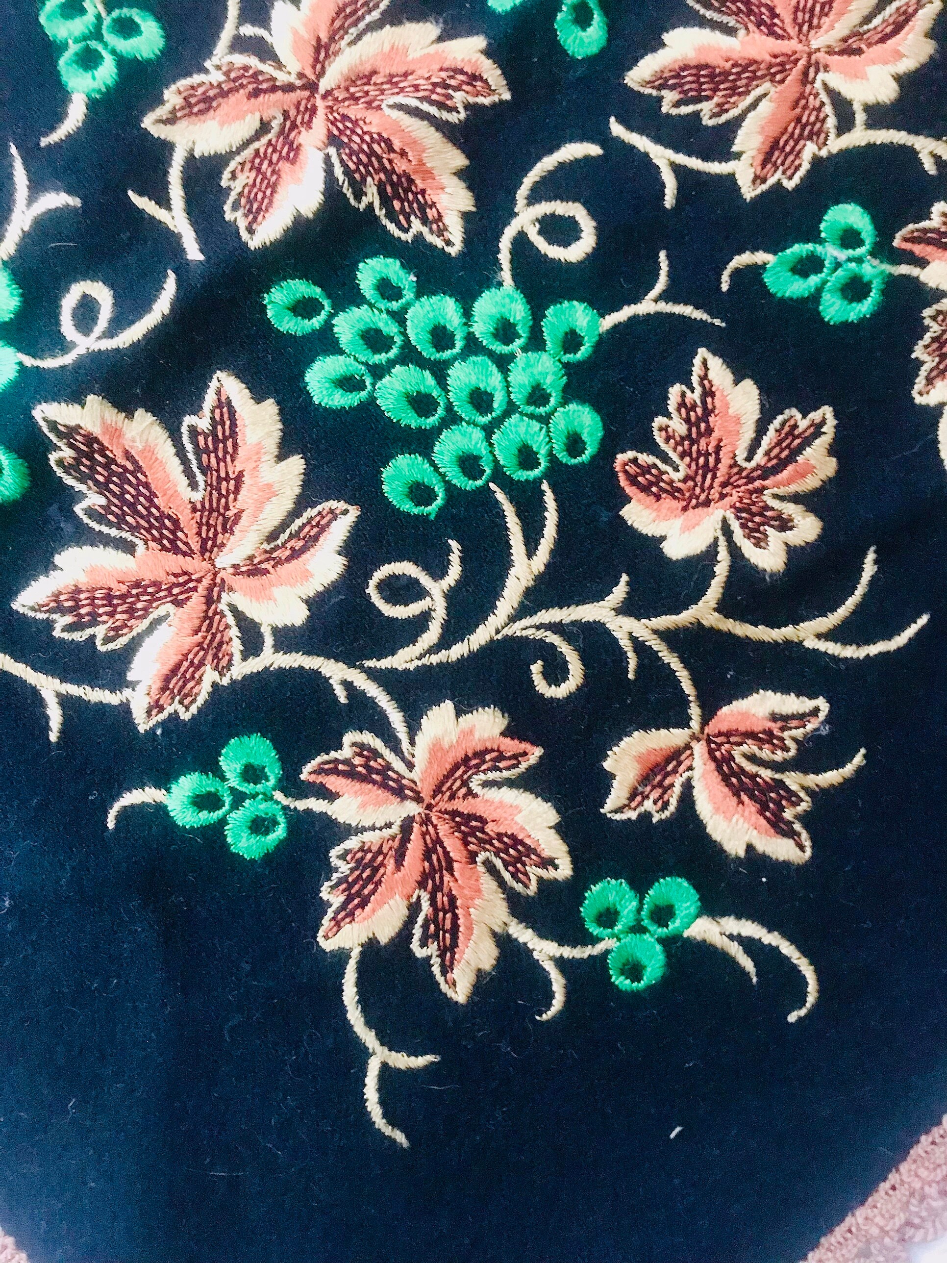 Wool fabric with antique embroidery. Embroidery silk vintage | Etsy