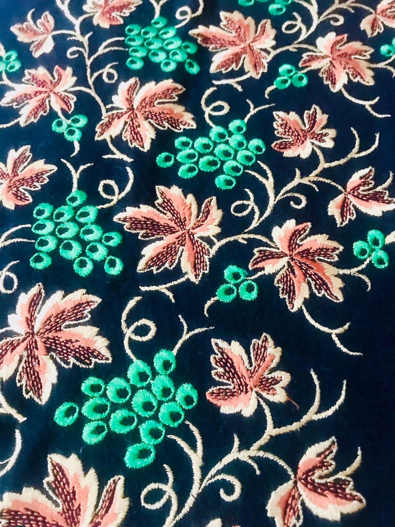 Wool Fabric With Antique Embroidery. Embroidery Silk Vintage - Etsy