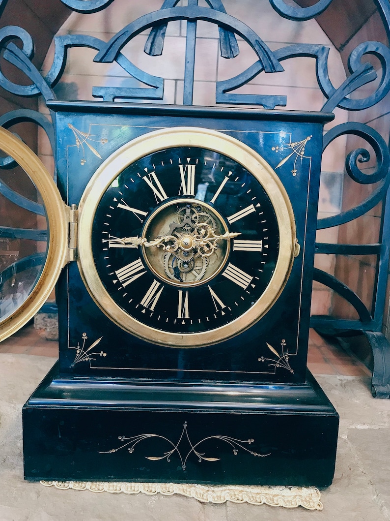 Antique 19th Century Onyx Bronze Table Clock | Etsy