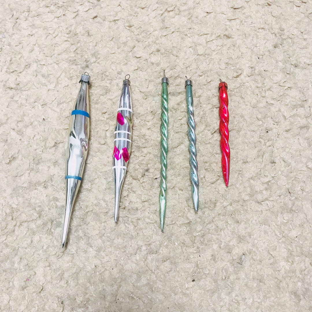 New Year Icicles 5 Pieces, Soviet New Year Toy, Glass Christmas Tree ...