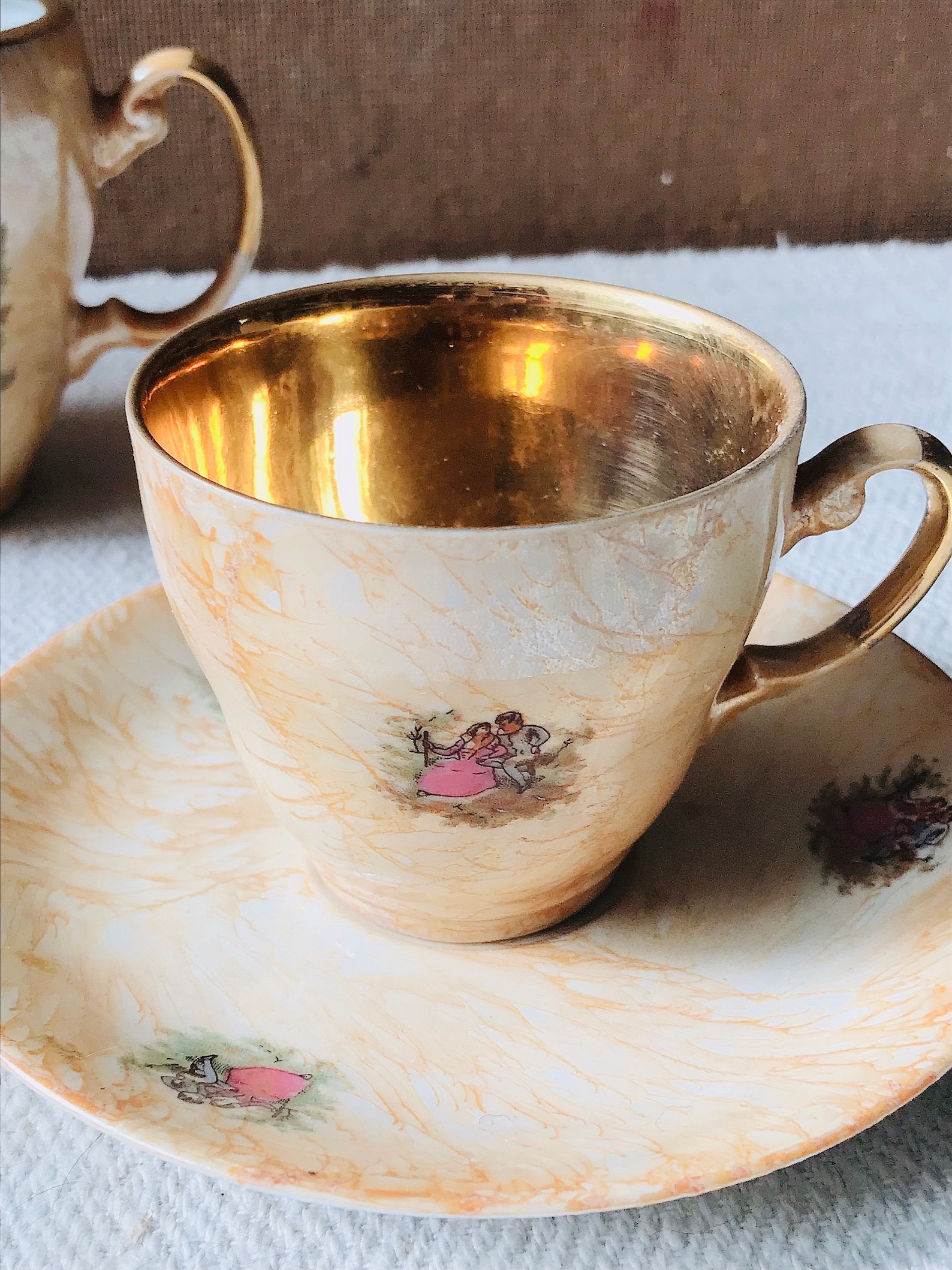 Antique Porcelain Set Madonna for 3 Persons Figured Pair on Porcelain ...