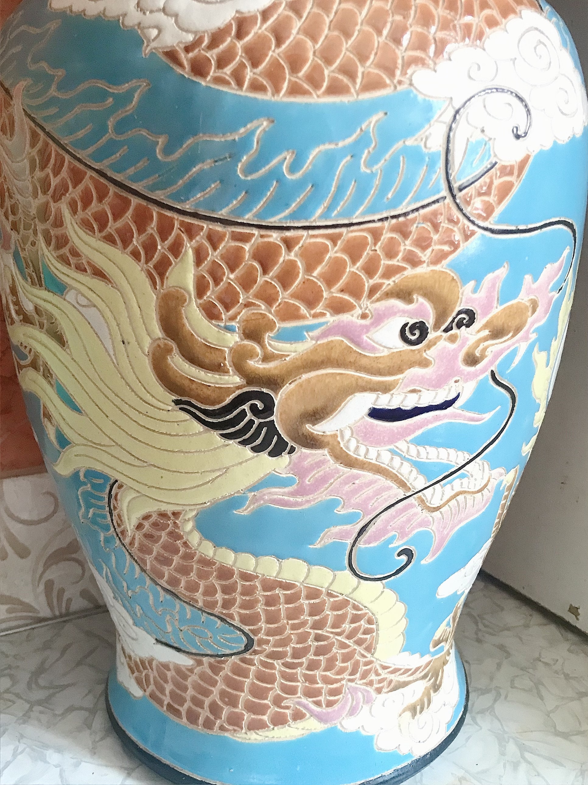 Large Antique Porcelain Vase XIX Century "dragon" - Etsy