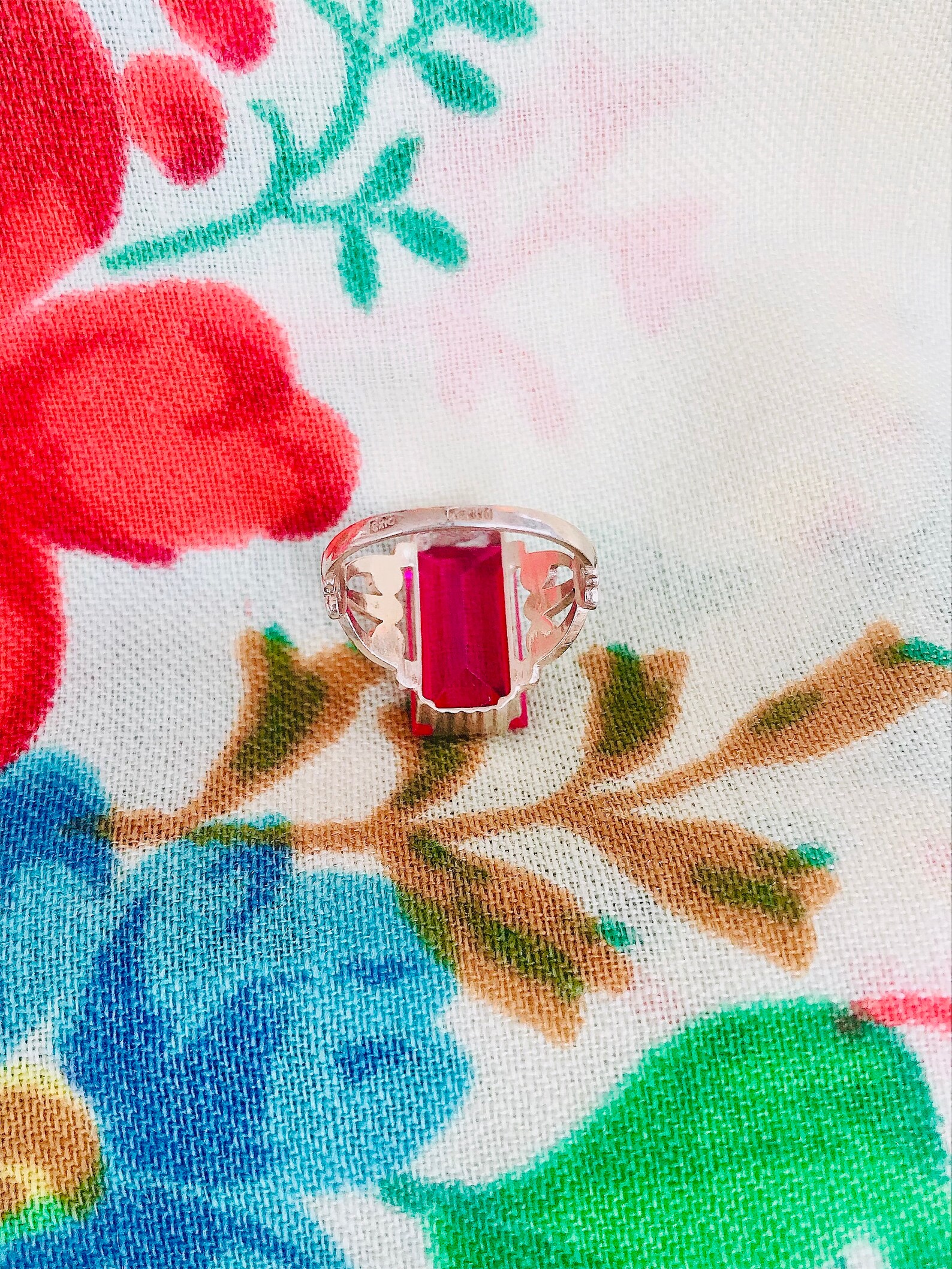 Old Red Ruby Ring Vintage Ring Silver 875 Old Silver Gift - Etsy