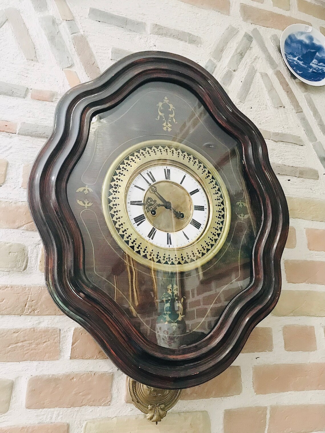 Antique Wood Bronze Wall Clock in 19th Century Painting Style - Etsy