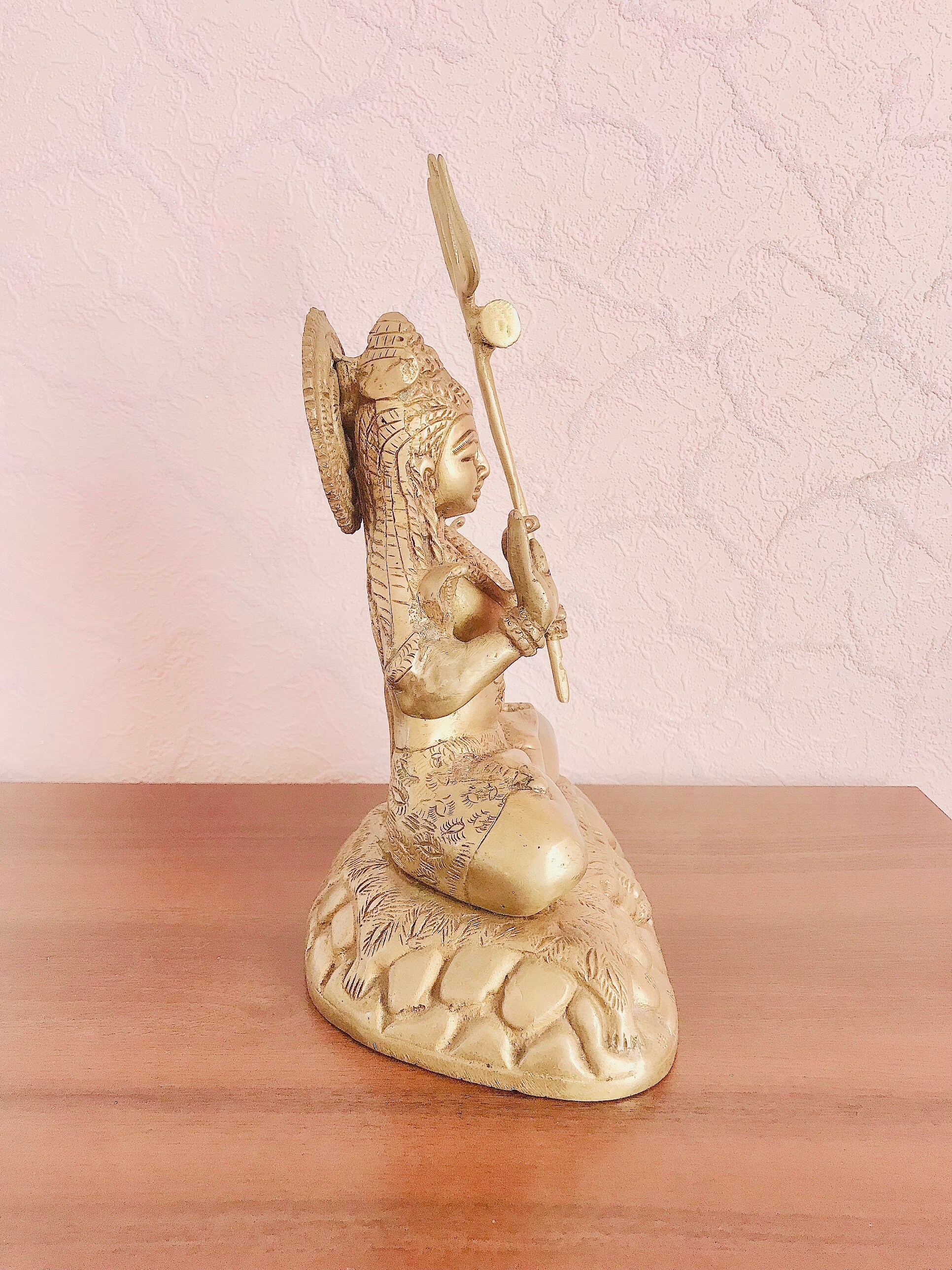 Chinese Antique Temple Collection Gilt Bronze Handmade Manjushri Statue ...