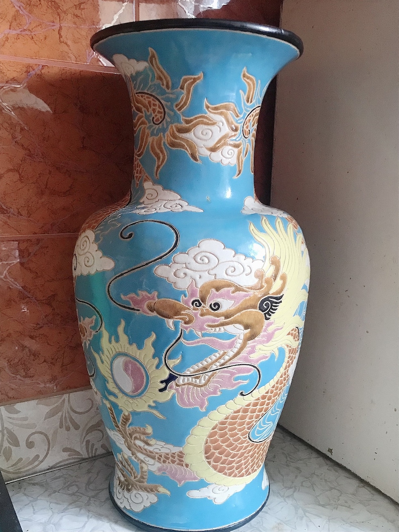 Large Antique Porcelain Vase XIX Century "dragon" - Etsy
