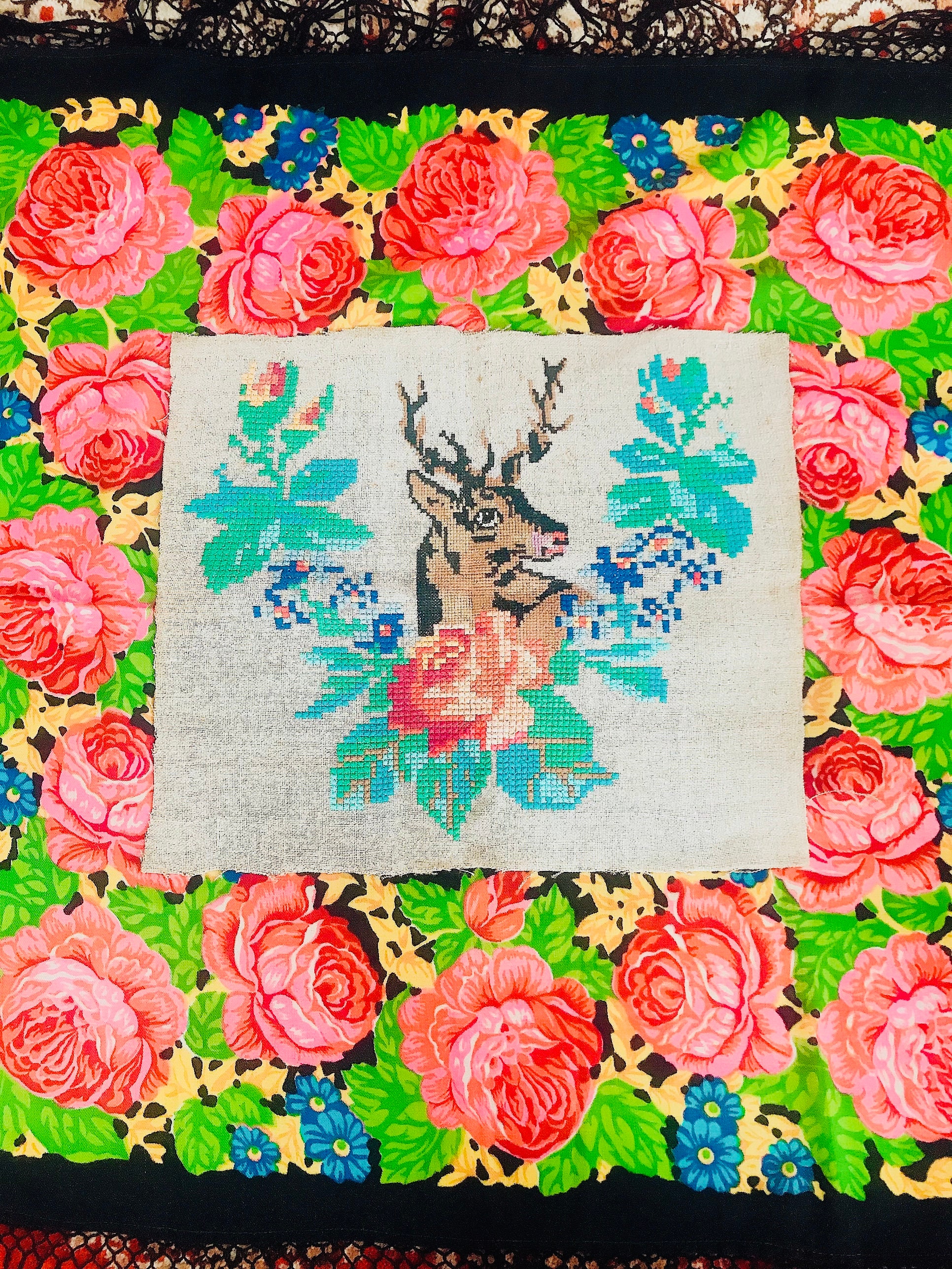 Deer RARE Ukrainian Vyshyvanka Vintage Hand Embroidery Painting Vintage ...