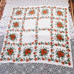 Vintage Linen Tablecloth Plush Carpet Soviet Decor Linen Sofa ...