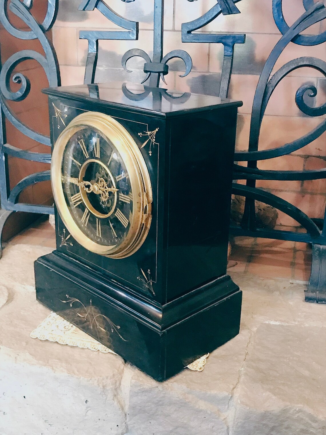 Antique 19th Century Onyx Bronze Table Clock | Etsy