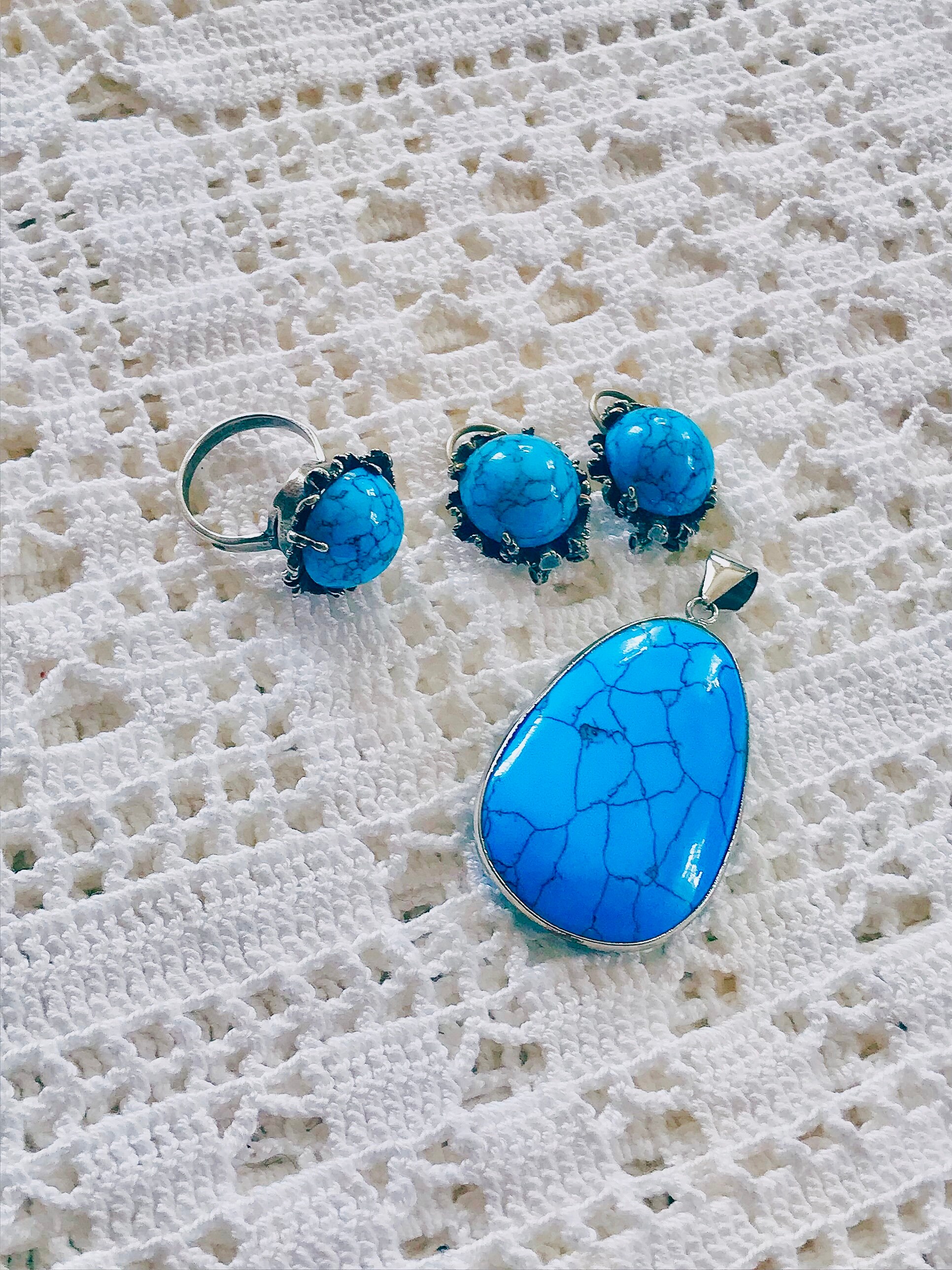 Jewelry Set With Turquoise Bijouterie Vintage Soviet Jewelry Set of the ...