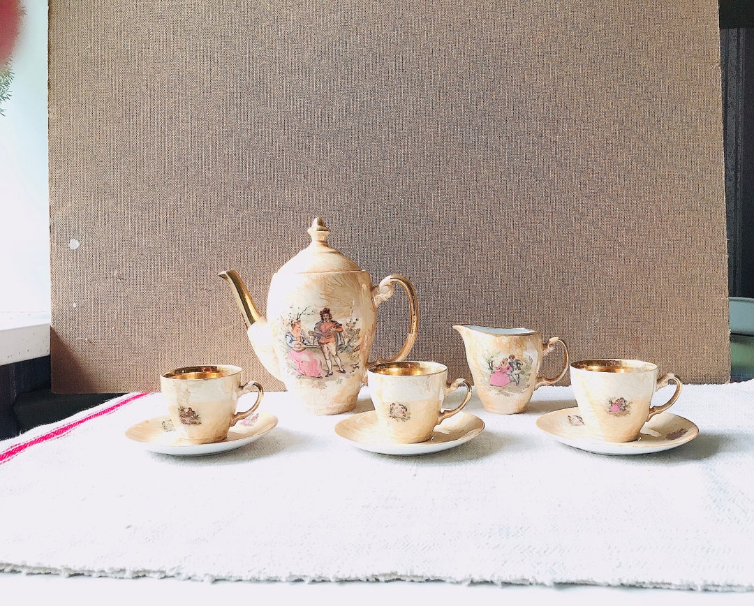 Antique Porcelain Set Madonna for 3 Persons Figured Pair on Porcelain ...