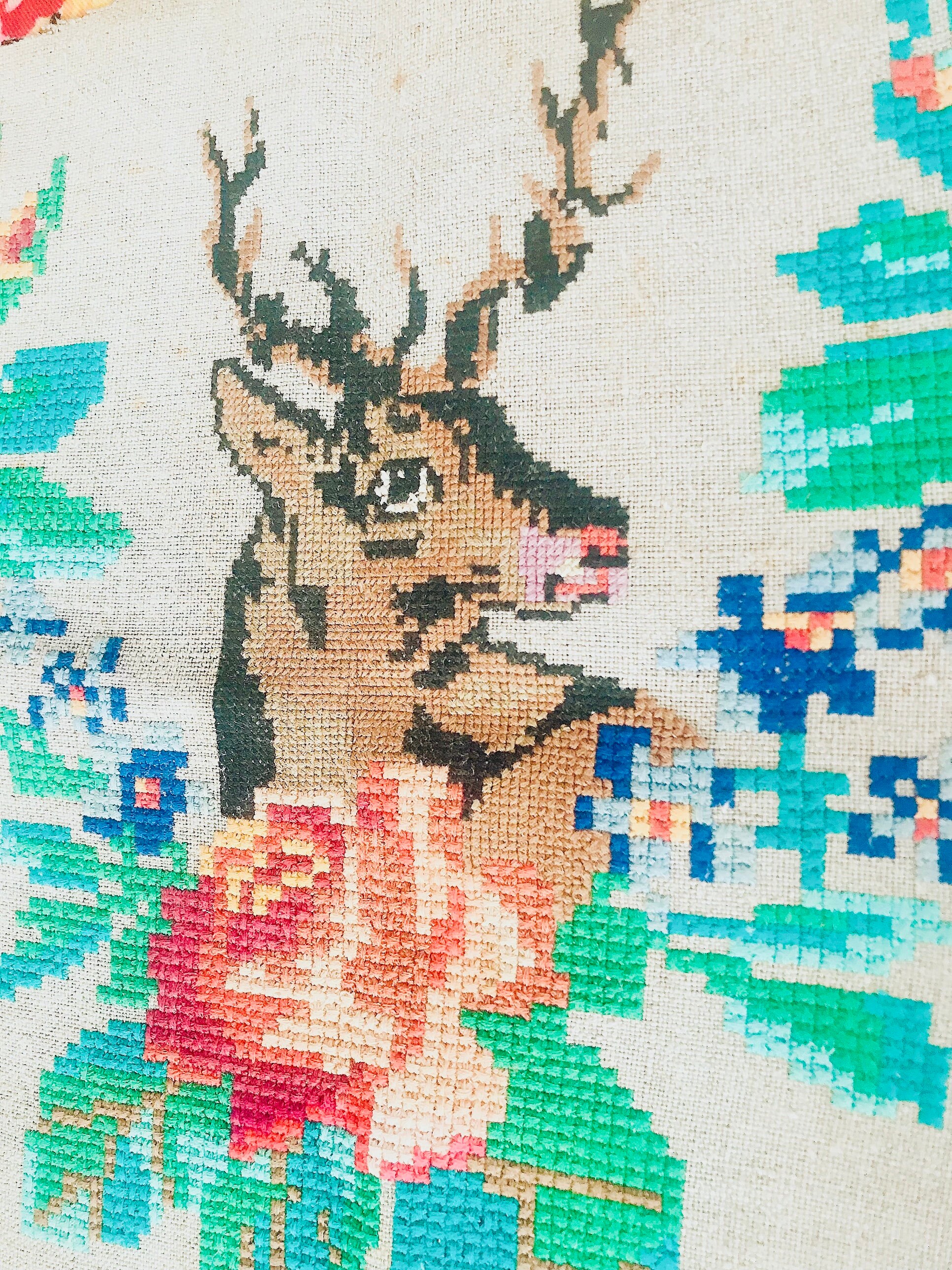 Deer RARE Ukrainian Vyshyvanka Vintage Hand Embroidery Painting Vintage ...