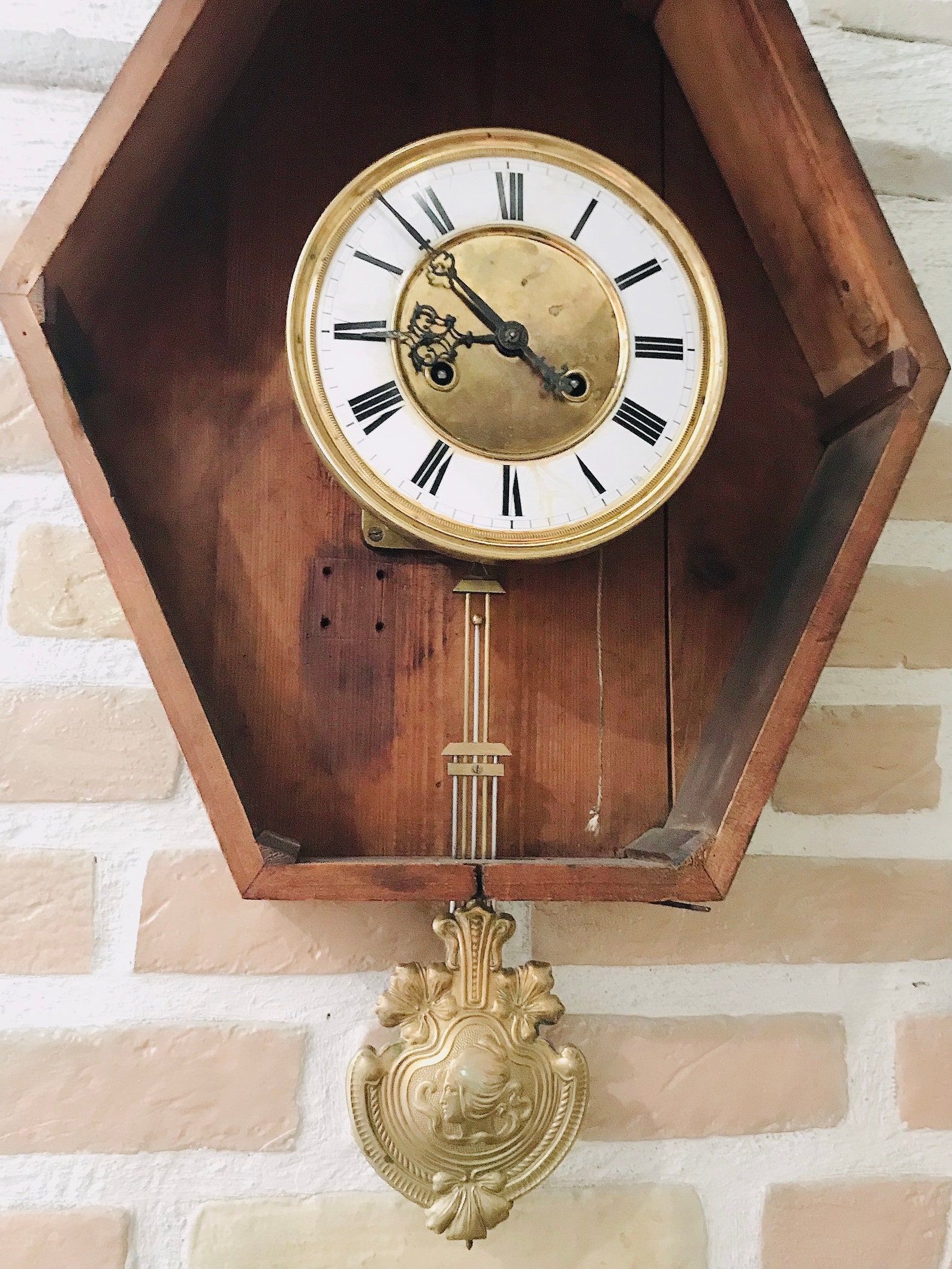 Antique Wood Bronze Wall Clock in 19th Century Painting Style - Etsy