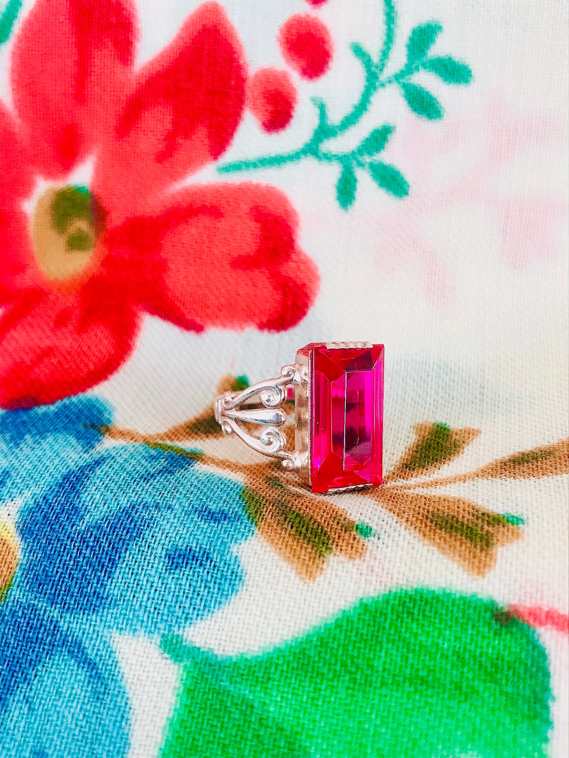 Old Red Ruby Ring Vintage Ring Silver 875 Old Silver Gift - Etsy