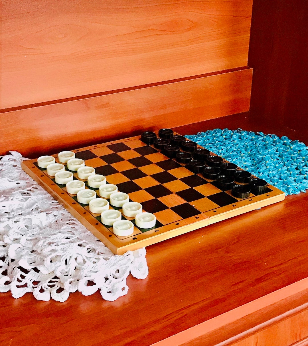 Soviet Tourist Chess and Checkers. Set of Chess and Checkers With Brown ...