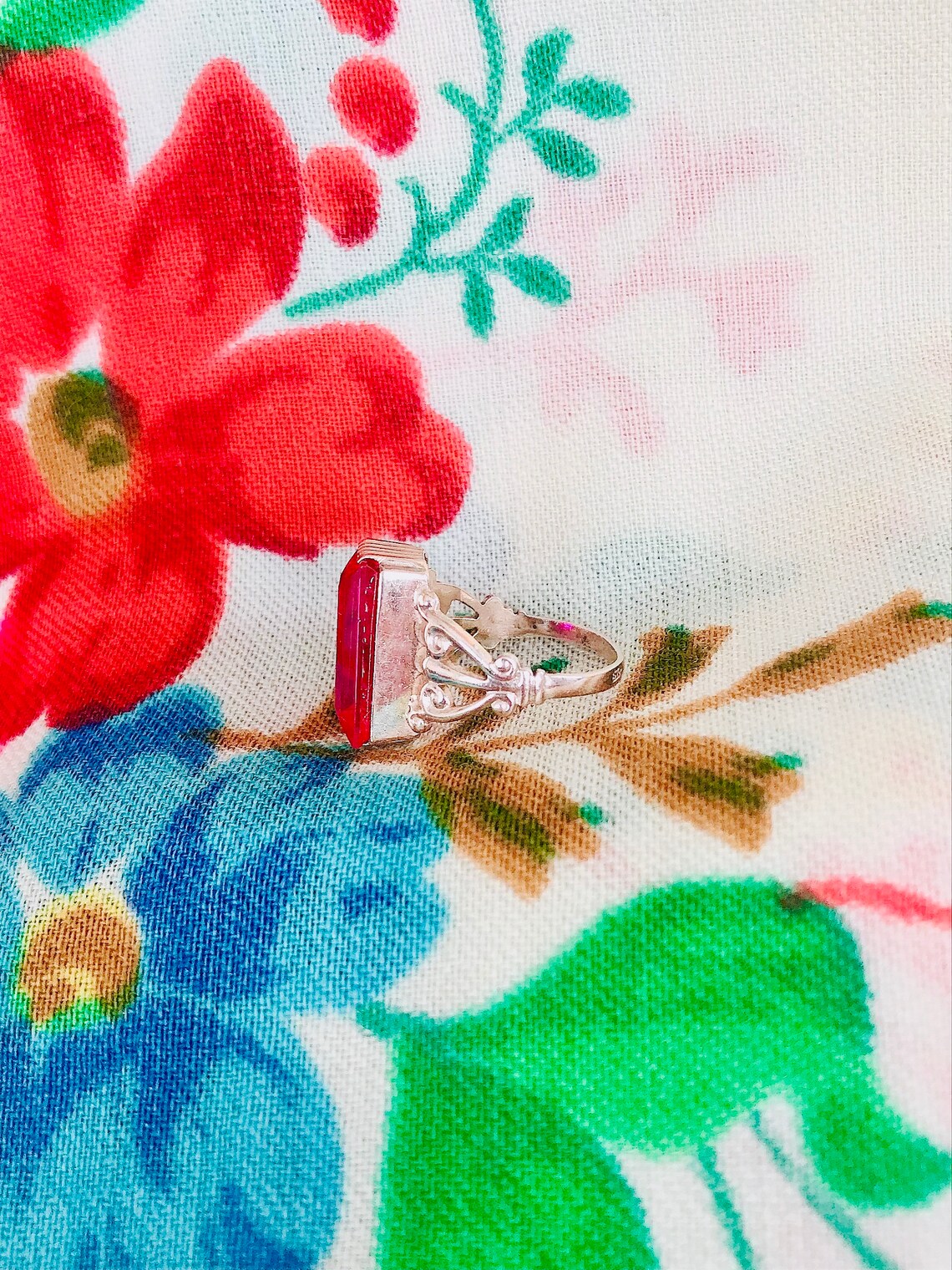 Old Red Ruby Ring Vintage Ring Silver 875 Old Silver Gift - Etsy