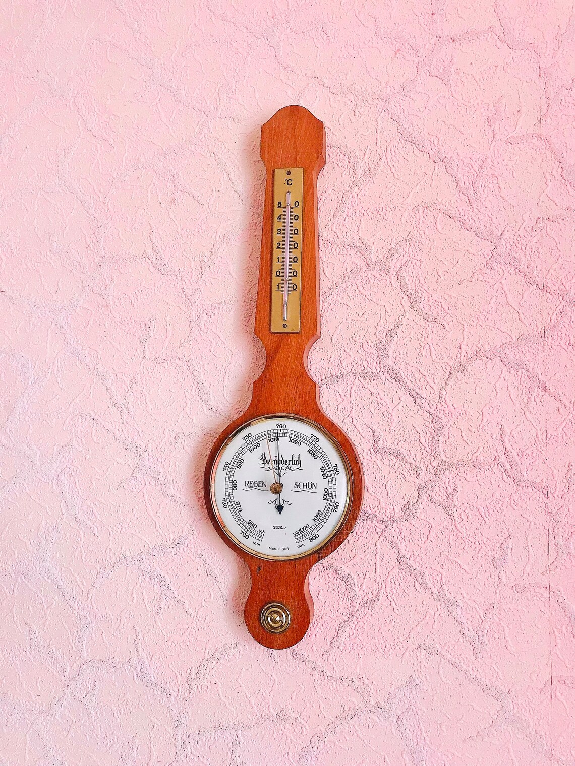 Vintage. Weather Station Wood Thermometer Barometer Station - Etsy Norway