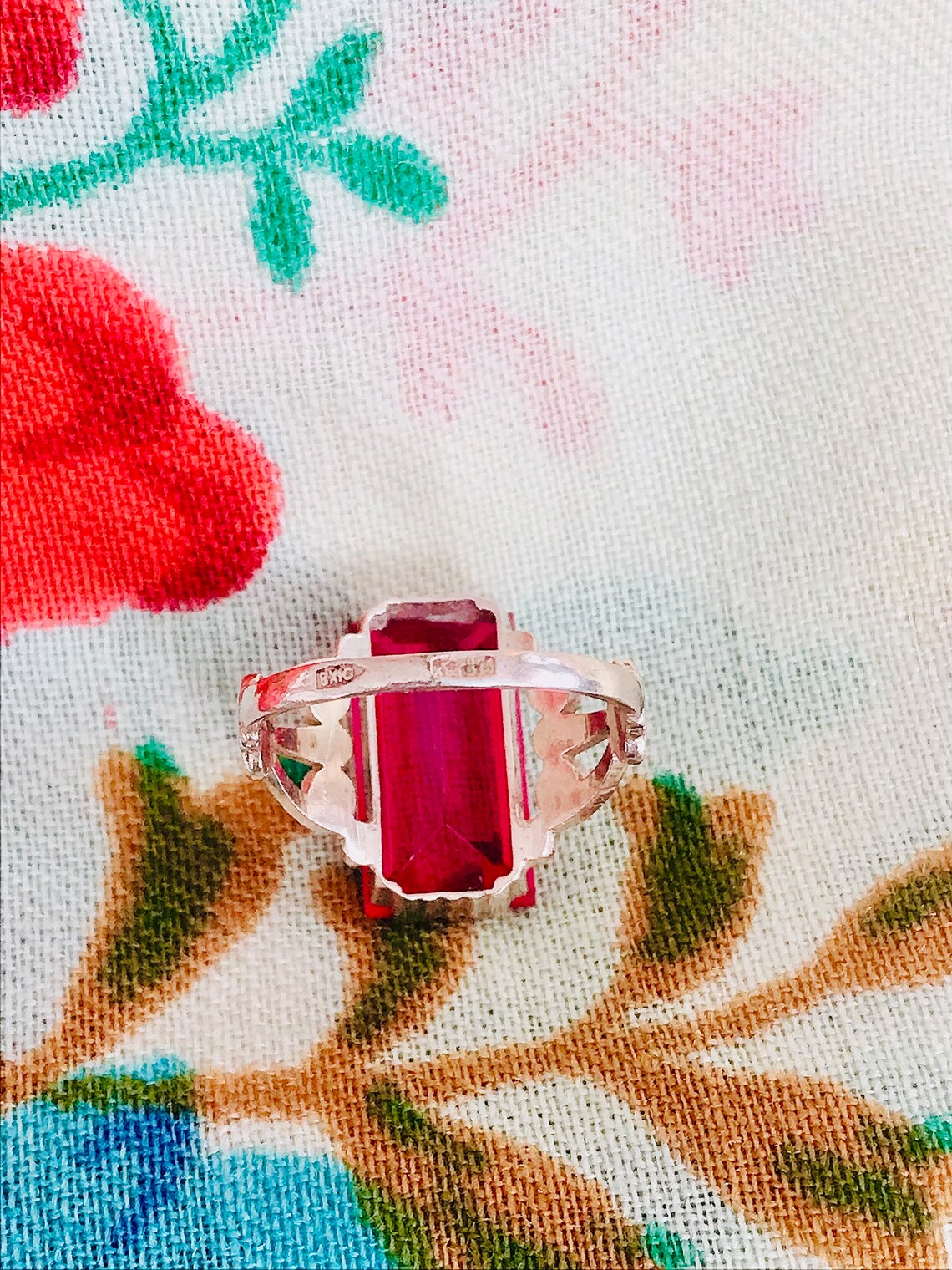 Old Red Ruby Ring Vintage Ring Silver 875 Old Silver Gift - Etsy