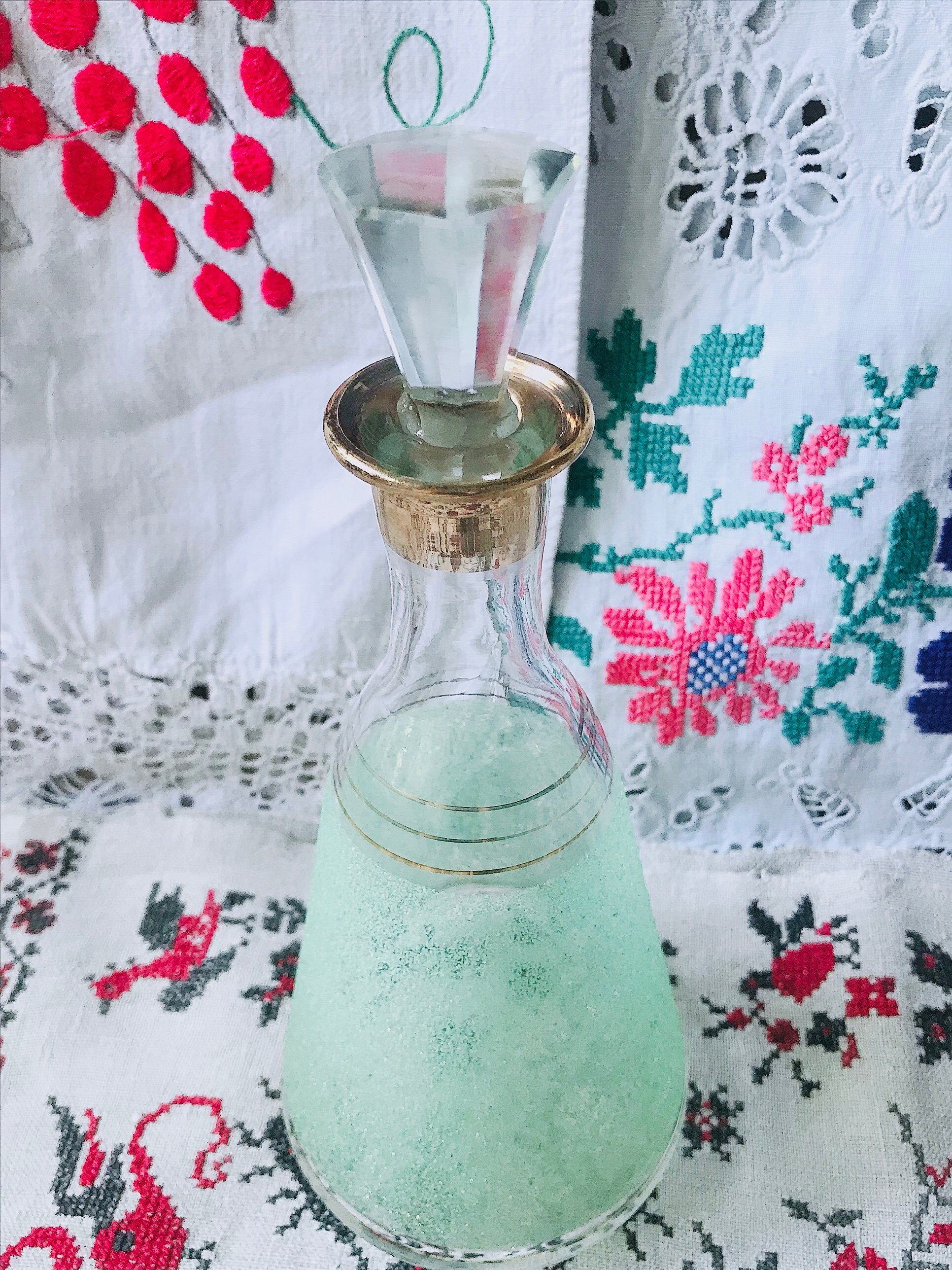 Soviet Glass Wine Bottle and 2 Shot Glasses Vintage Decanter Vodka Wine ...
