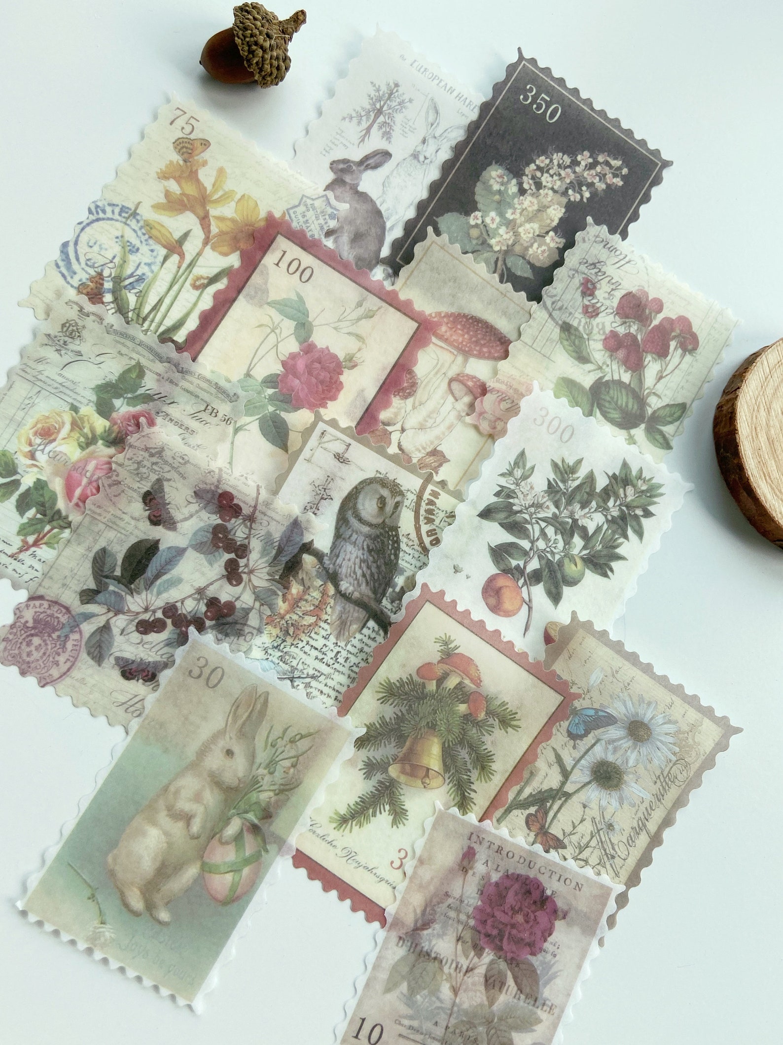 60 Pieces Vintage Stamp Sticker Pack Junk Journal Stickers - Etsy