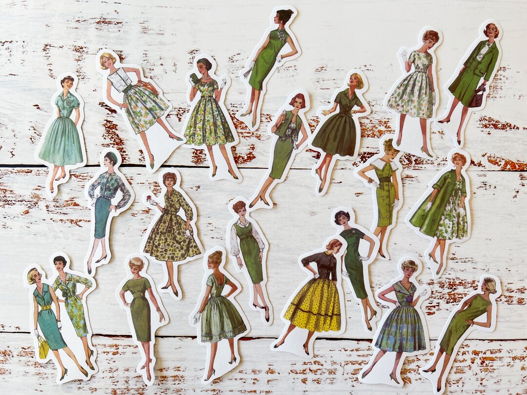 Vintage Fashion Lady Stickers: Retro Girl Washi Paper Sticker Pack - Etsy