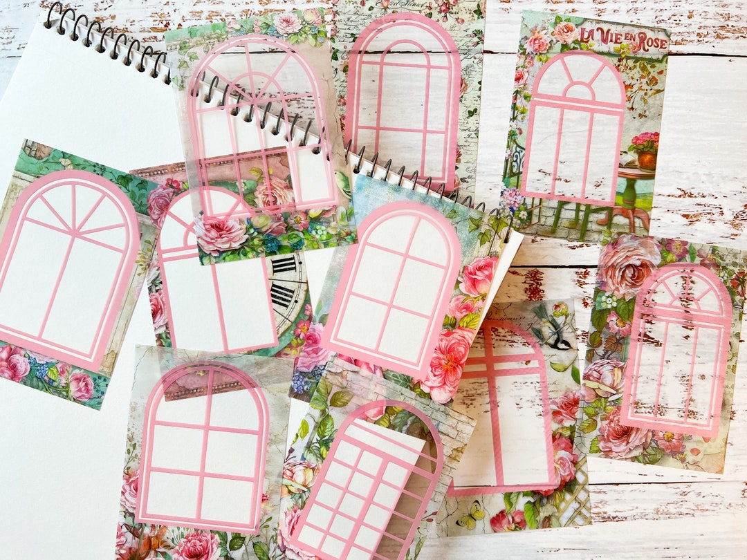 10 Pieces Flower Window Frame Journal Stickers, Fairy Garden, Pink ...