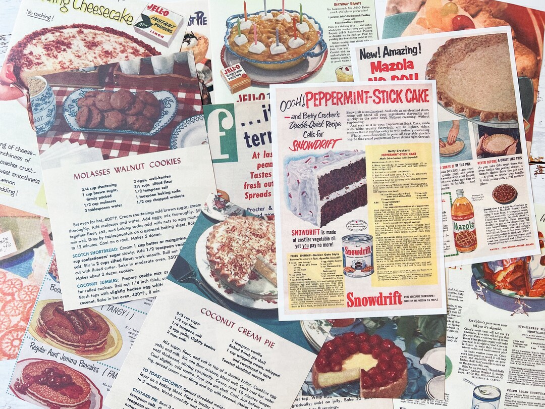 20 Sheets Vintage Food Recipes Collage Paper, Food Advertising ...