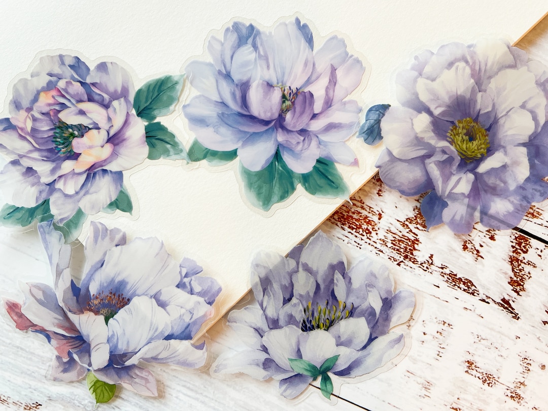 10 Pieces Large Flower Journal Stickers, Purple Flower Sticker ...