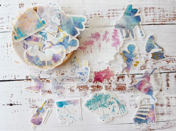 40 Pieces Musical Instrument Washi Sticker Pack Watercolour - Etsy