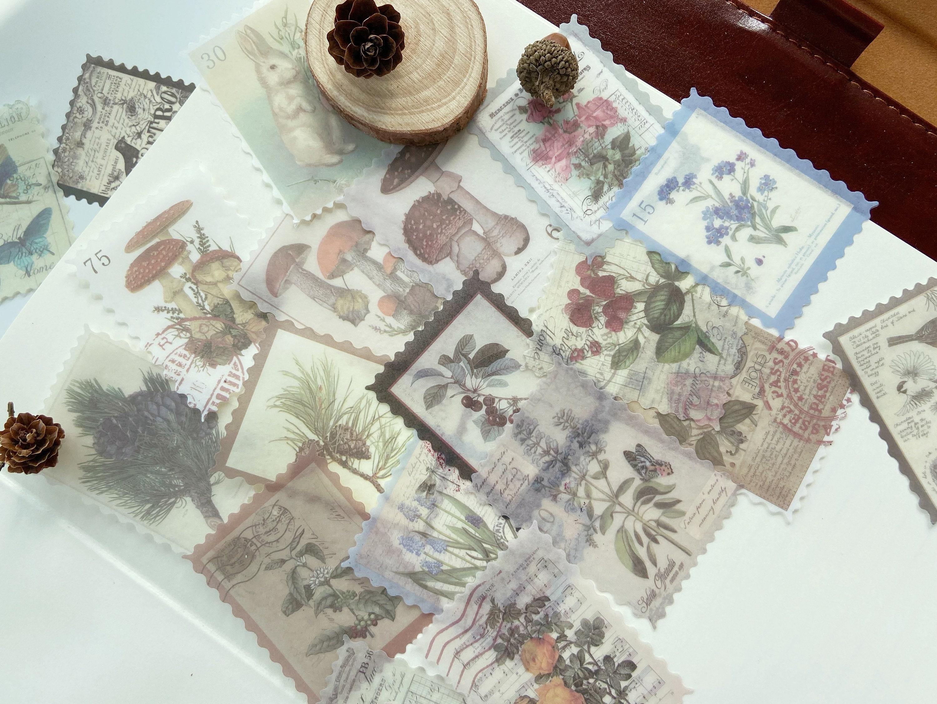 60 Pieces Vintage Stamp Sticker Pack Junk Journal Stickers - Etsy